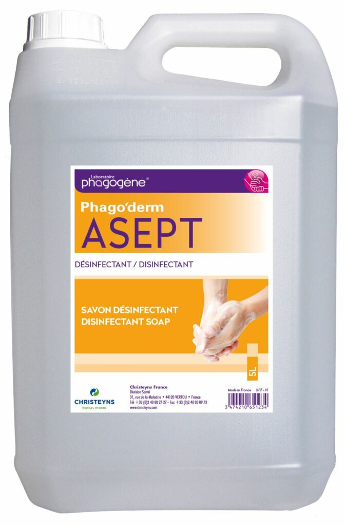 Savon liquide désinfectant - Pack Phago'derm Asept 2 bidons de 5 litres ...